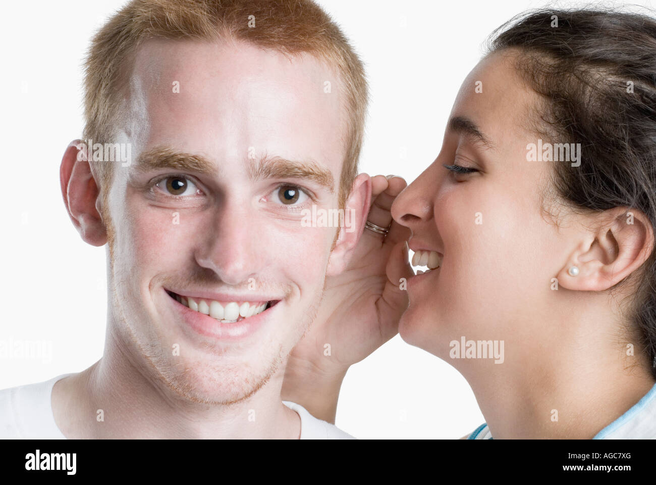Young man side profile whispering hi-res stock photography and images ...