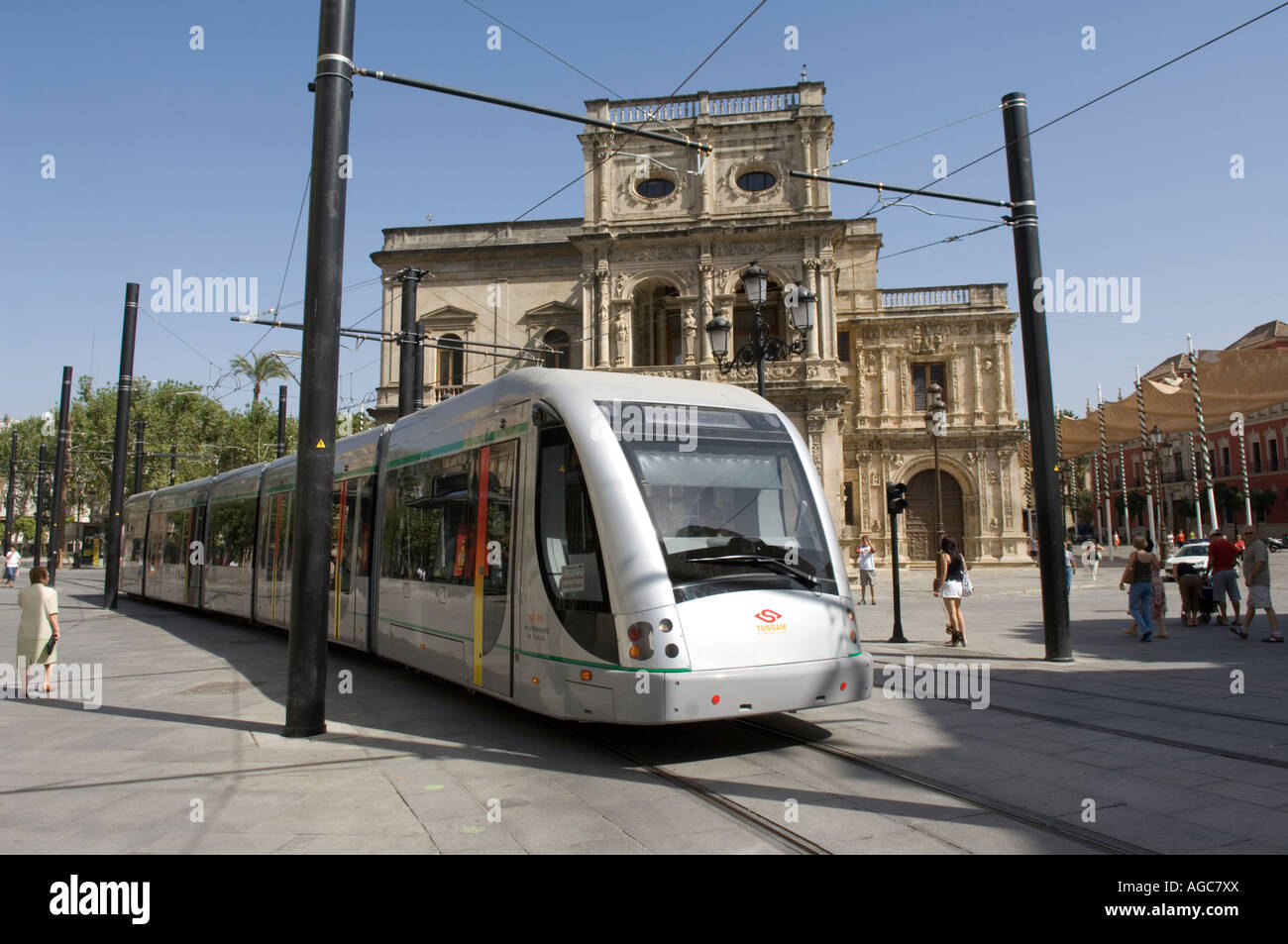 Seville Spain new tramway in the city centre, the first metro line in a ...