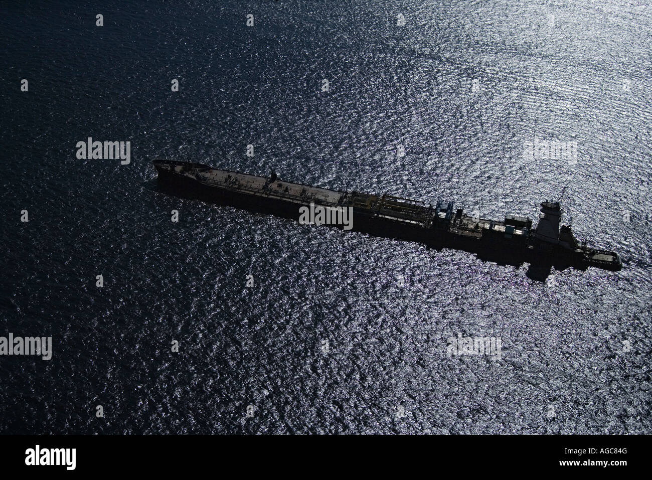 Aerial view of tanker ship Stock Photo - Alamy