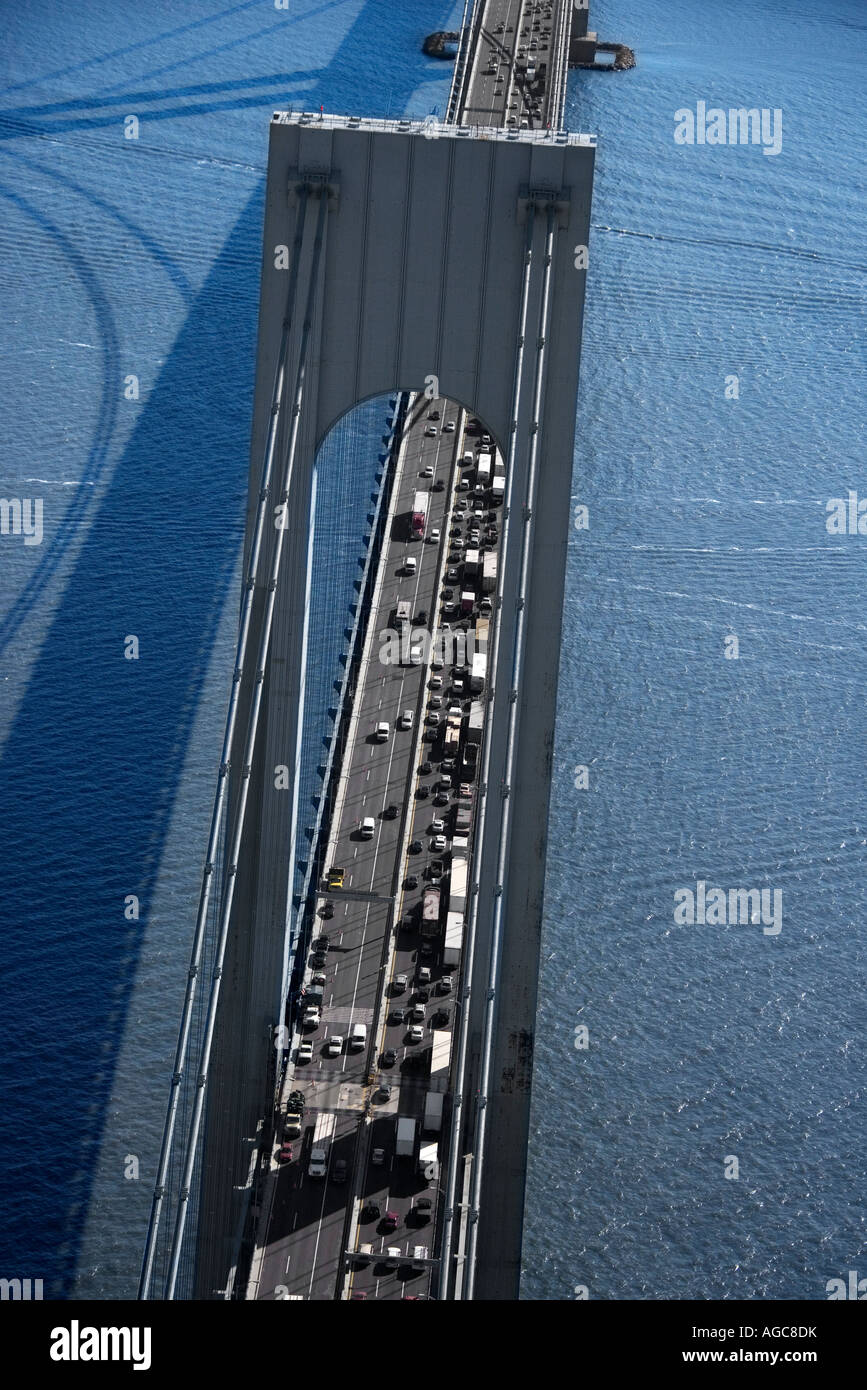 Aerial view of the verrazano narrows bridge hi-res stock photography ...