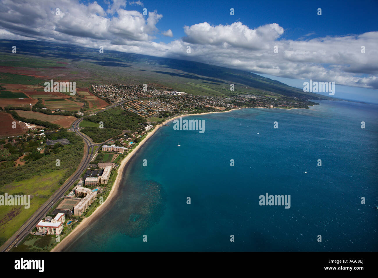 Aerial view of coast and beach in Maui Hawaii Stock Photo - Alamy