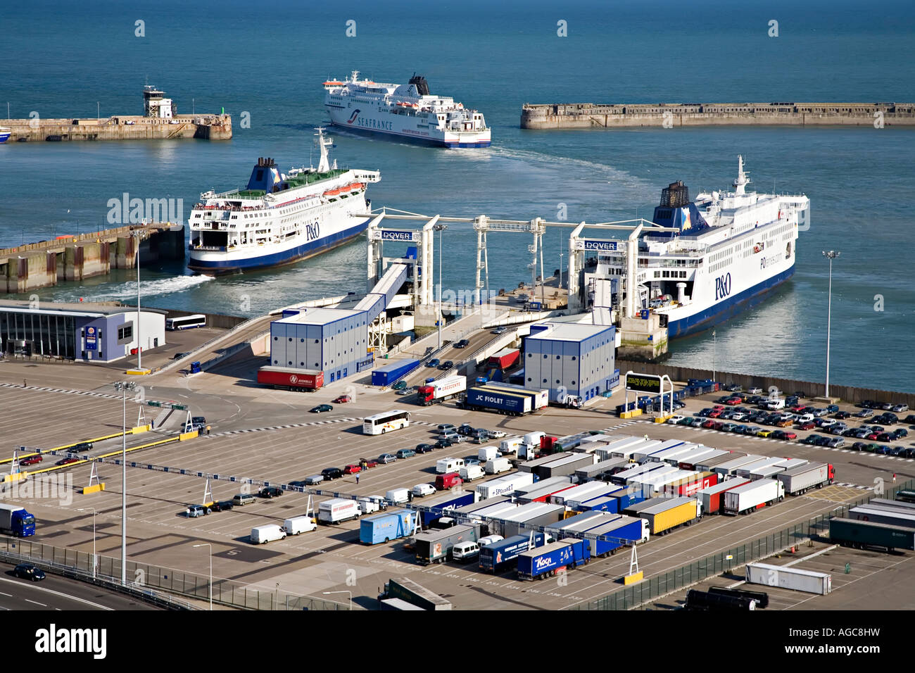 Cross channel ferries leaving harbour Dover England UK Stock Photo - Alamy