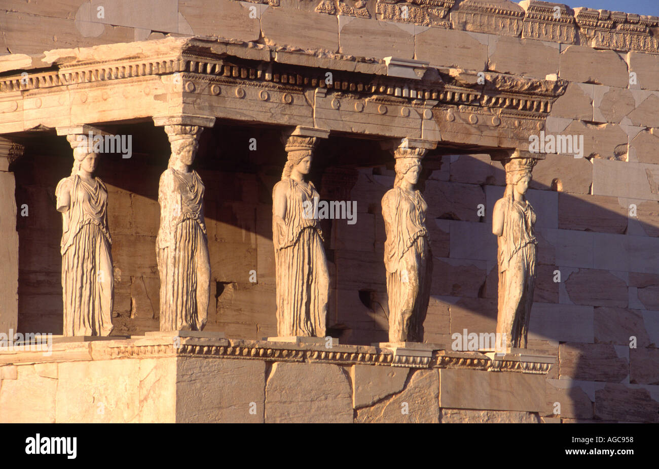 Porch of the Caryatids in the Erechtheion Acropolis Athens Greece Stock ...