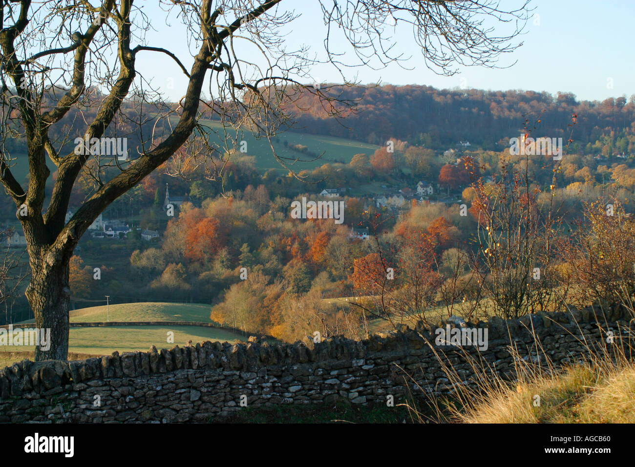 Autumn view to Slad, Slad Valley, Gloucestershire, Cotswolds, England ...