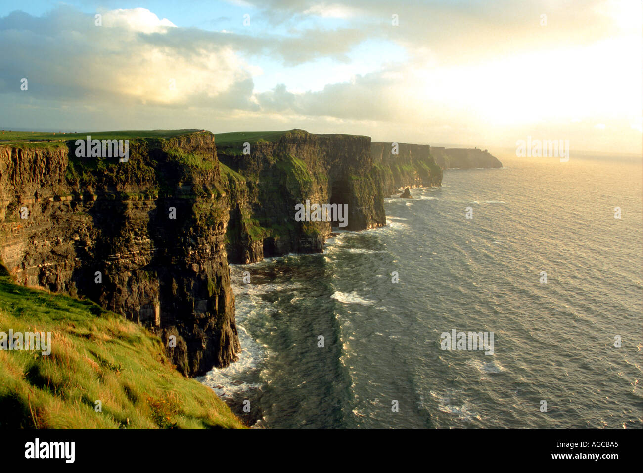 Europe Ireland County Clare The Cliffs of Mohr at sunset Stock Photo ...