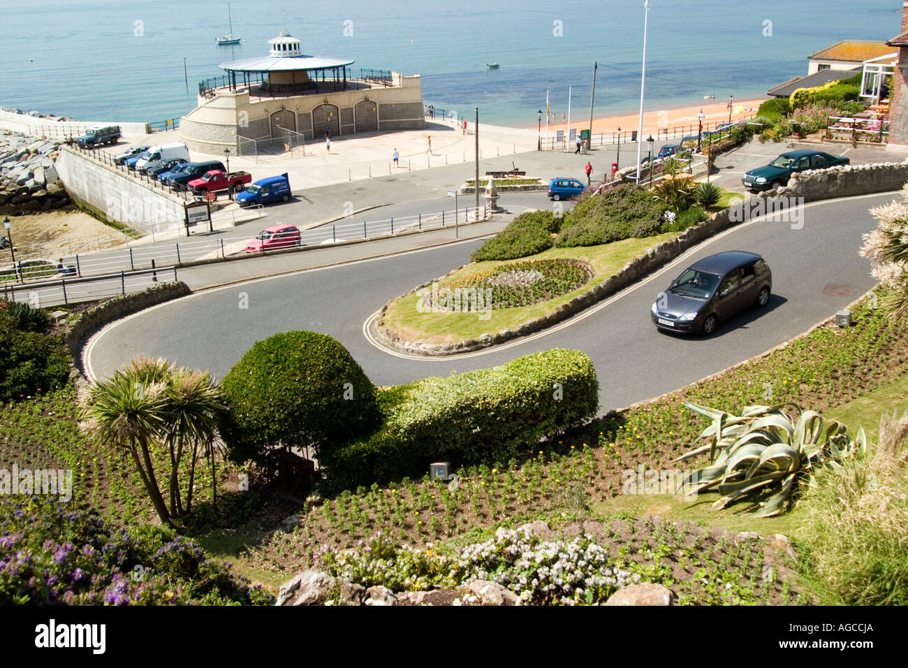 car on road to esplanade Ventnor Cascades Ventnor Seafront and beach ...