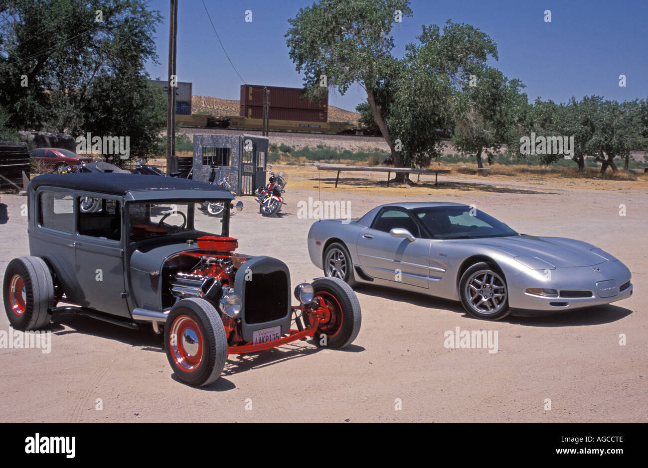 Roadside bar parking lot near Helendale California United States of ...