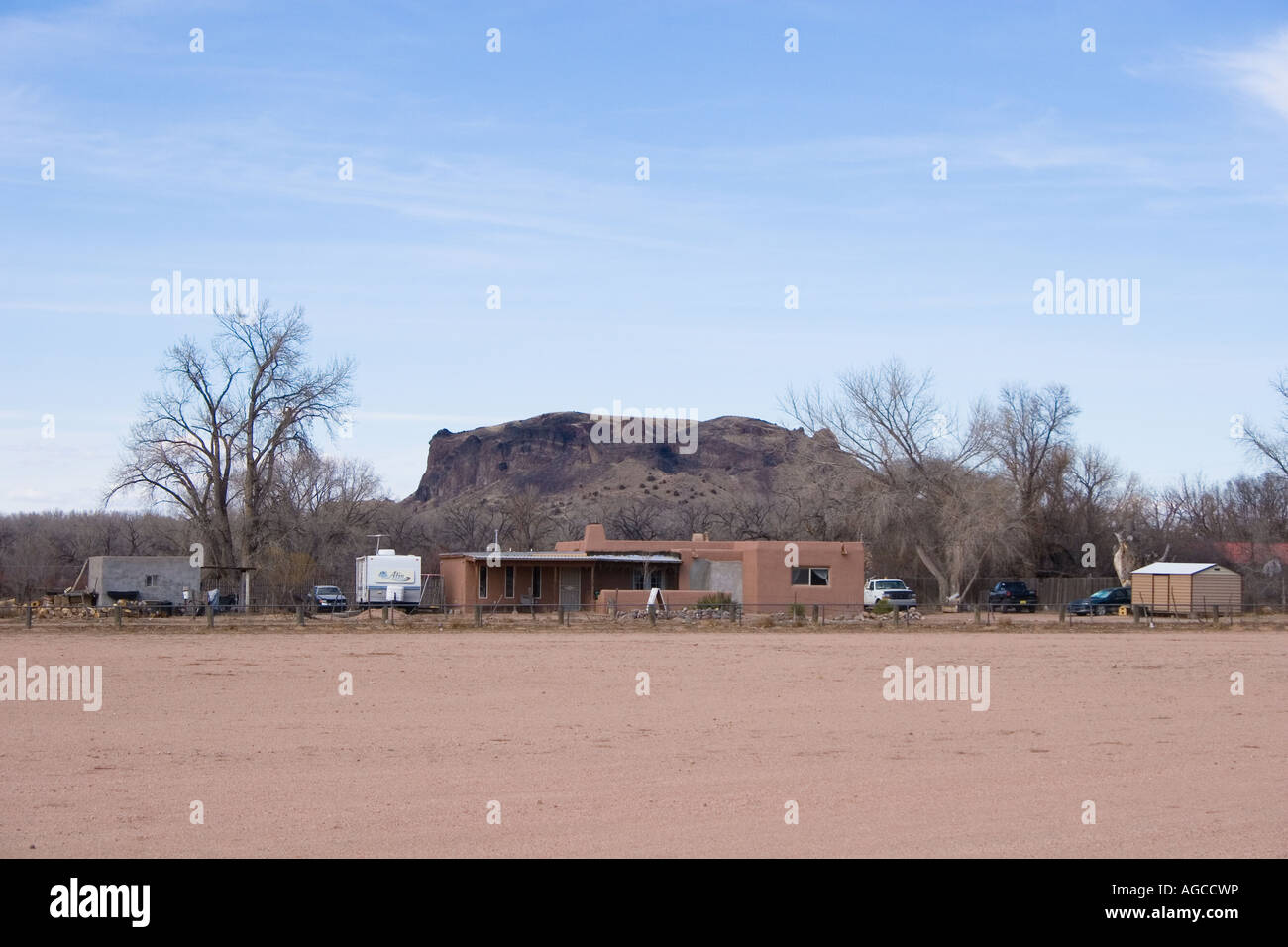 Native indian town San Il Defonso Pueblo near Santa Fe in New Mexico ...