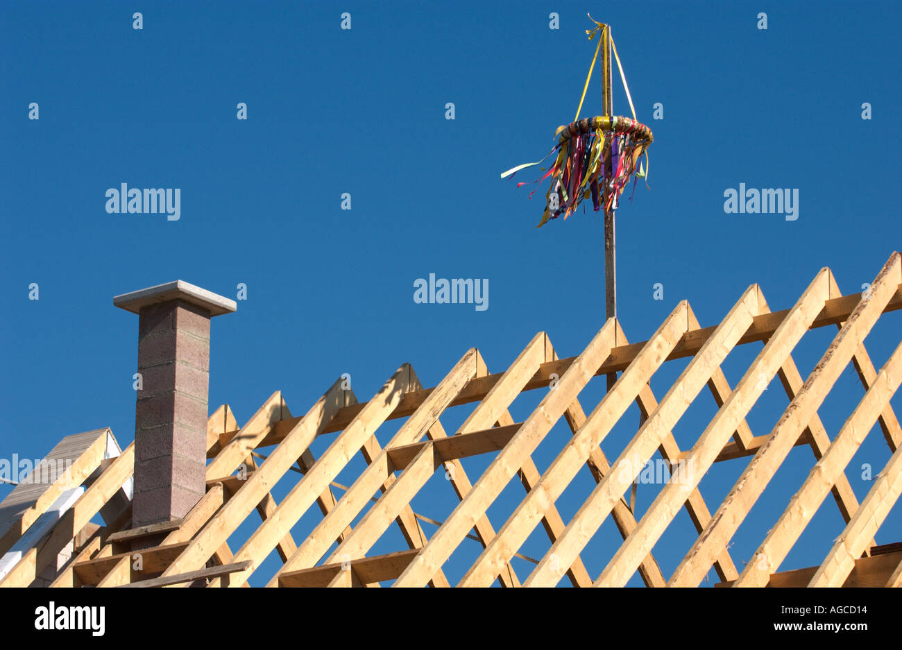 Topping out wreath on the roof hi-res stock photography and images - Alamy