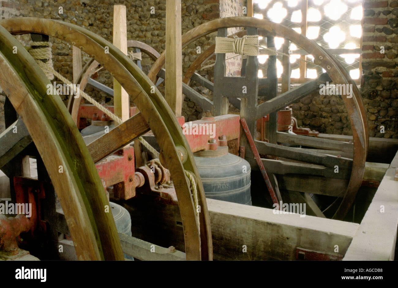 INTERIOR OF SAINT MARYS CHURCH WITH PULLEY SYSTEM FOR BELL RINGING ...