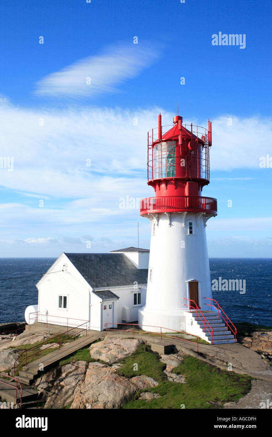 lighthouse at Lindesnes the most southern point of Norway Stock Photo ...