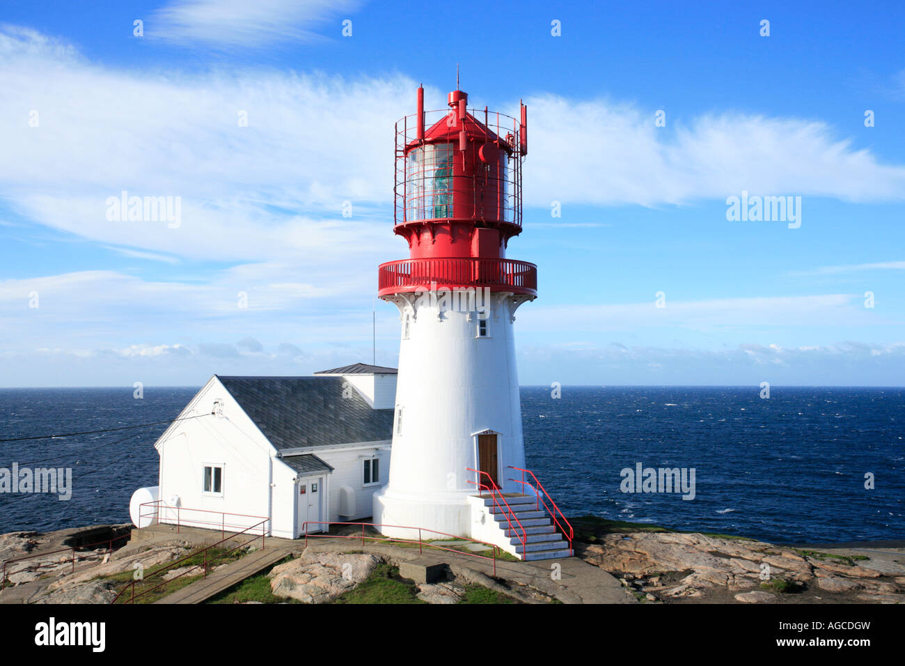 lighthouse at Lindesnes, the most southern point of Norway Stock Photo ...