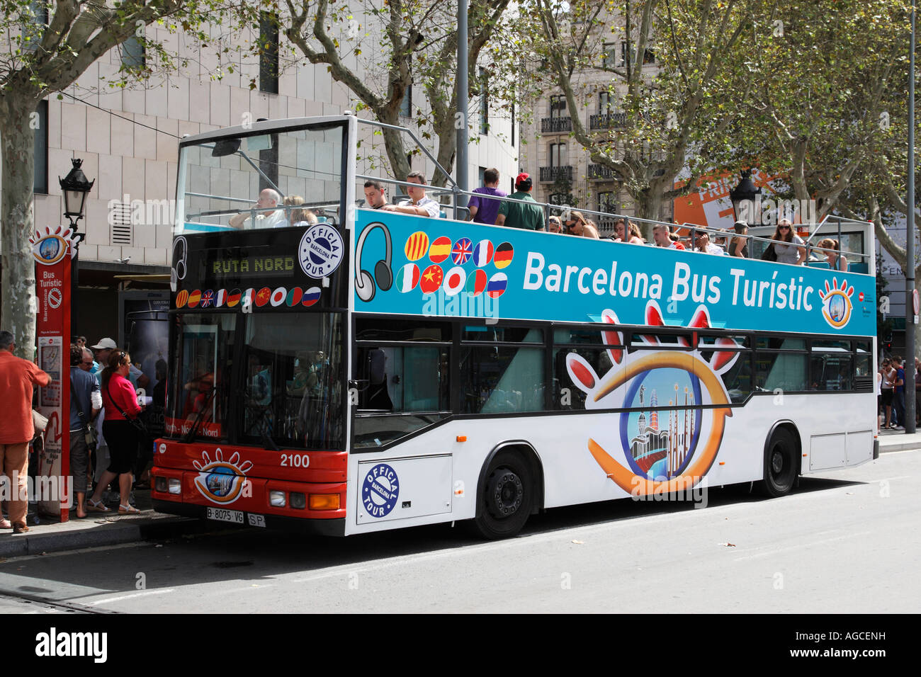 tourist bus barcelona spain europe Stock Photo - Alamy