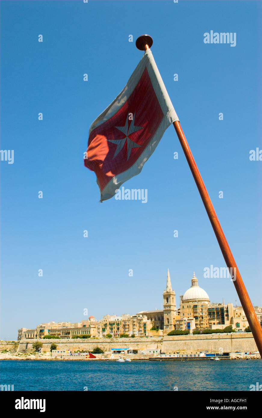 Valletta, Malta, plus flag Stock Photo - Alamy