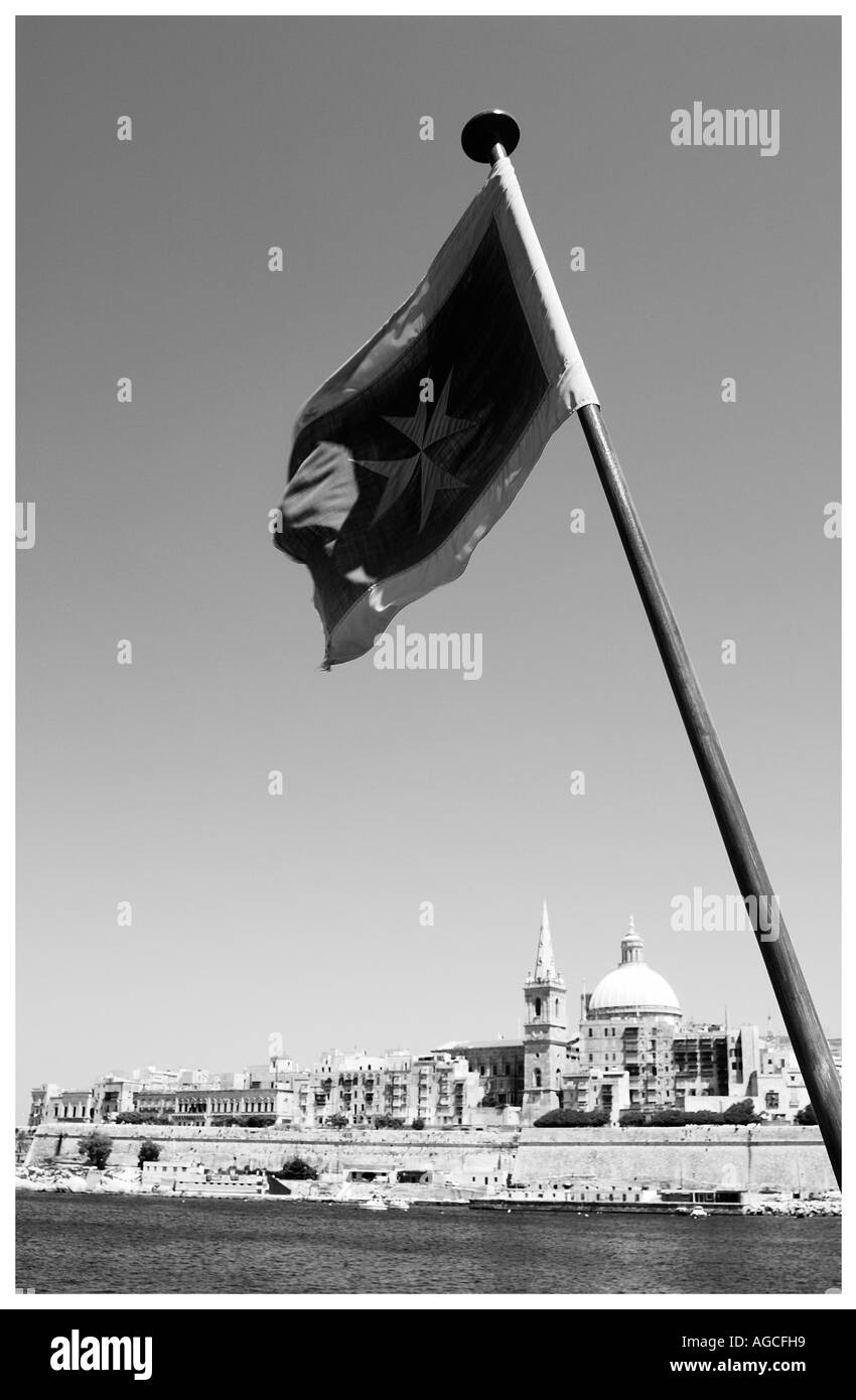 Valletta, Malta, plus flag Stock Photo - Alamy