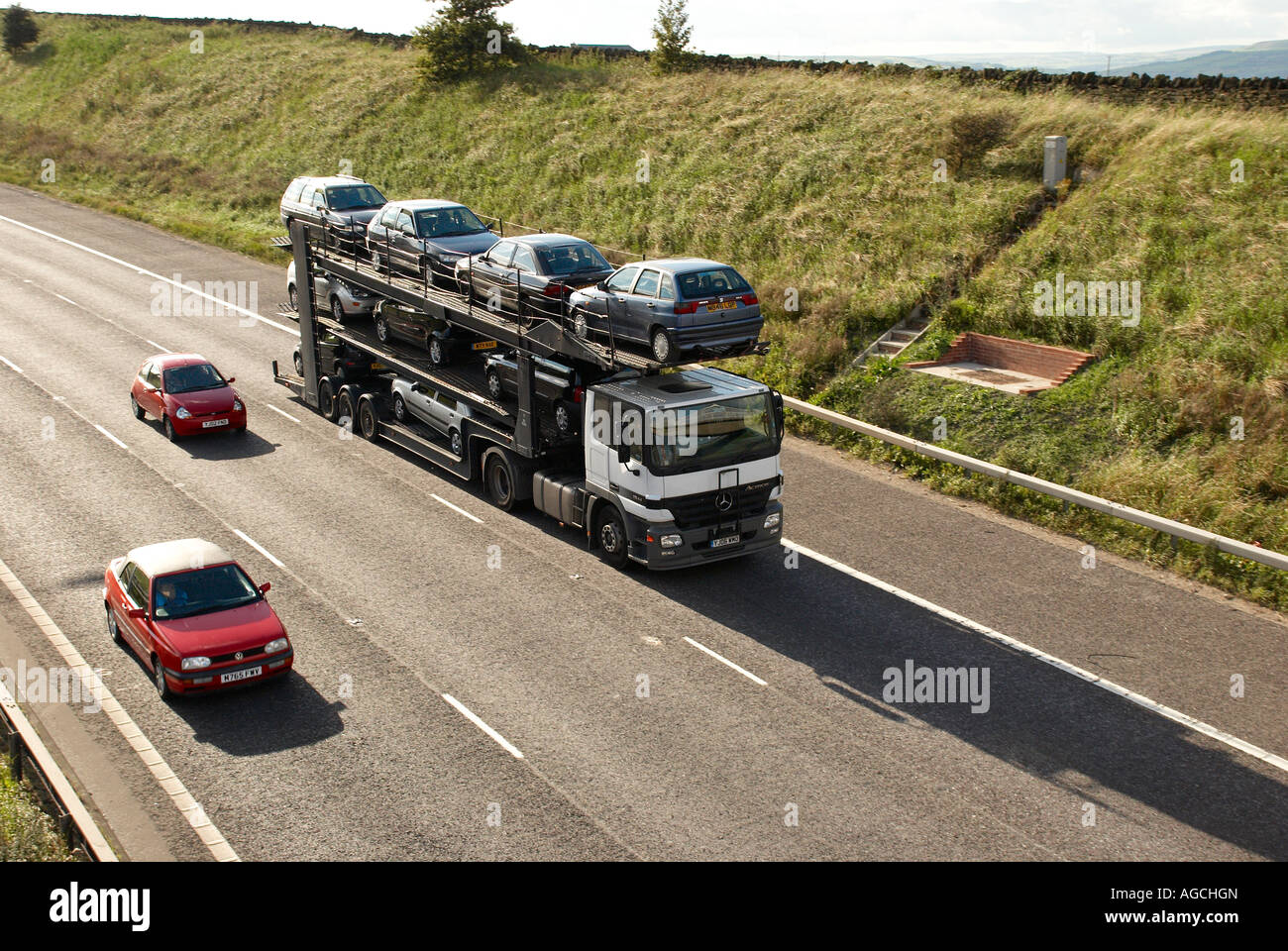 car transporter on the motorway Stock Photo - Alamy