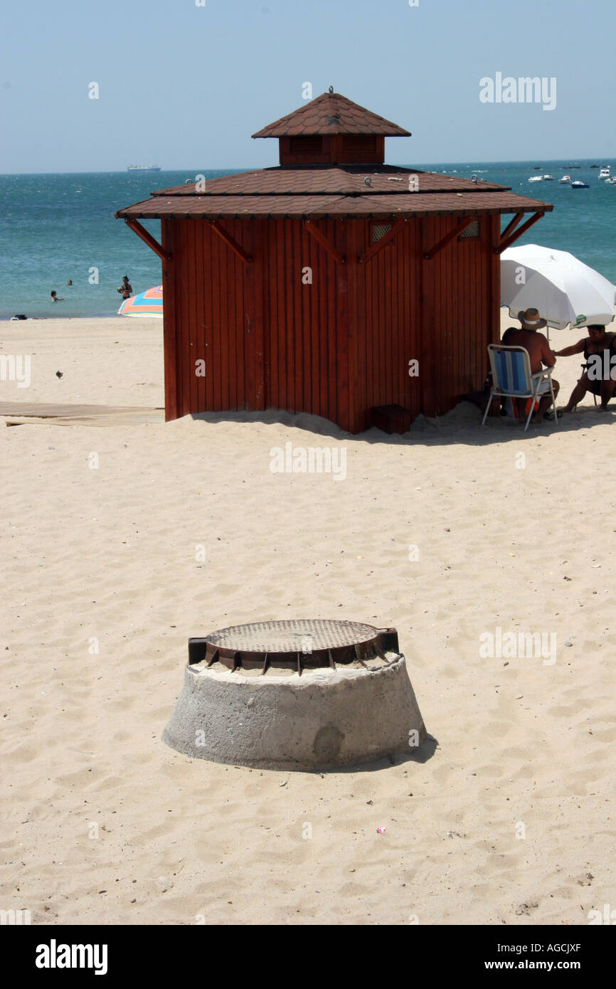 Manhole on the beach Stock Photo - Alamy