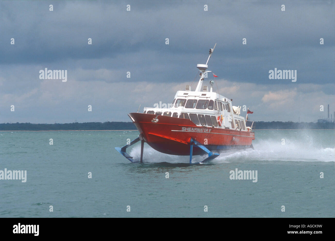 A hydrofoil passenger ferry crosses the Solent between Hampshire and ...