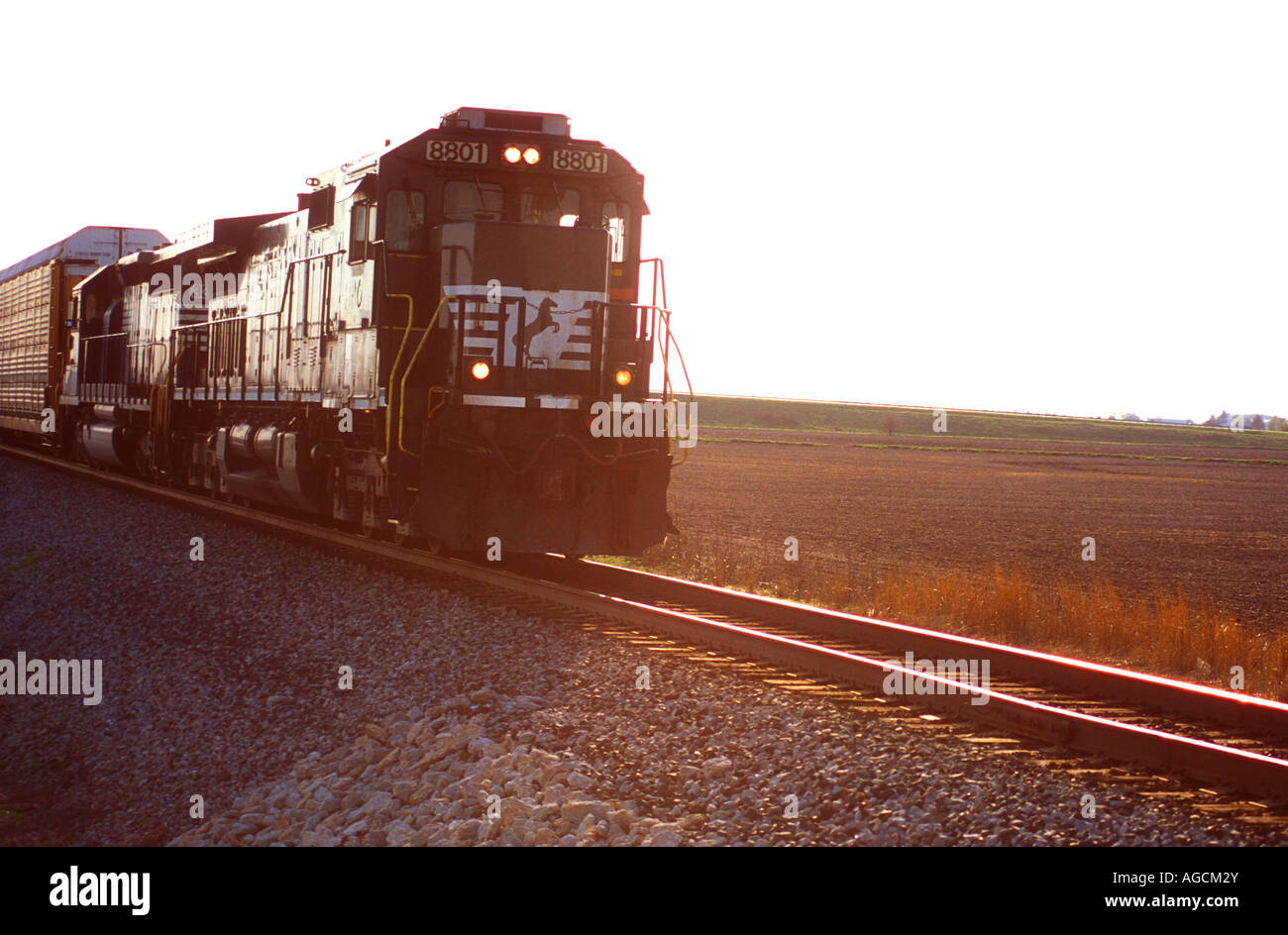 Locomotive pulling a freight train Stock Photo - Alamy