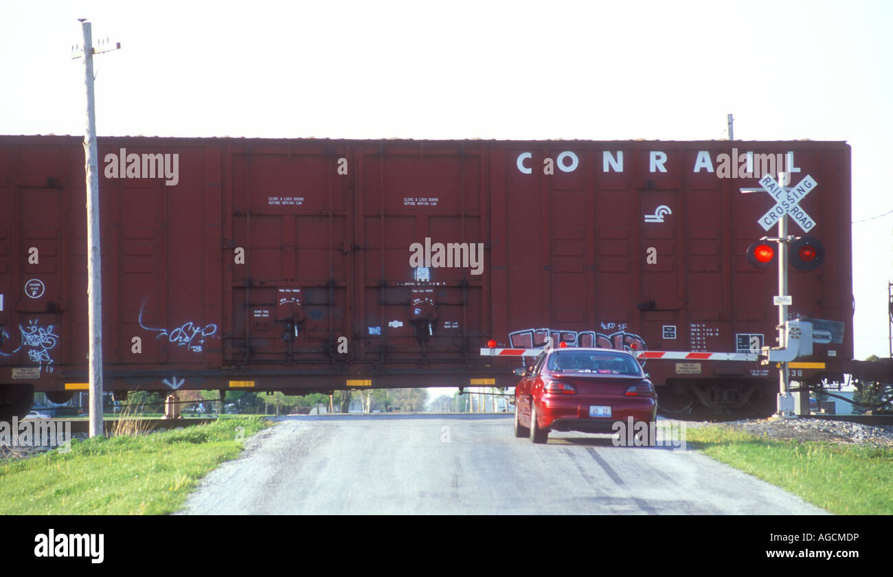 car or auto at a railroad crossing Stock Photo - Alamy
