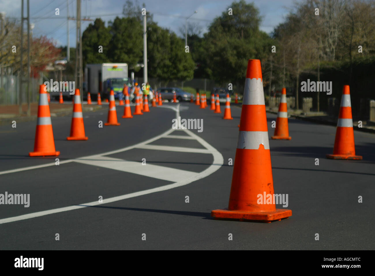 Orange Traffic cones Stock Photo - Alamy