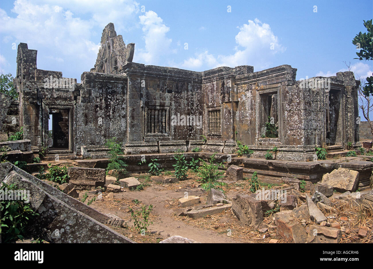 The ruins of the Khao Phra Viharn monastery a Khmer sanctuary dedicated ...