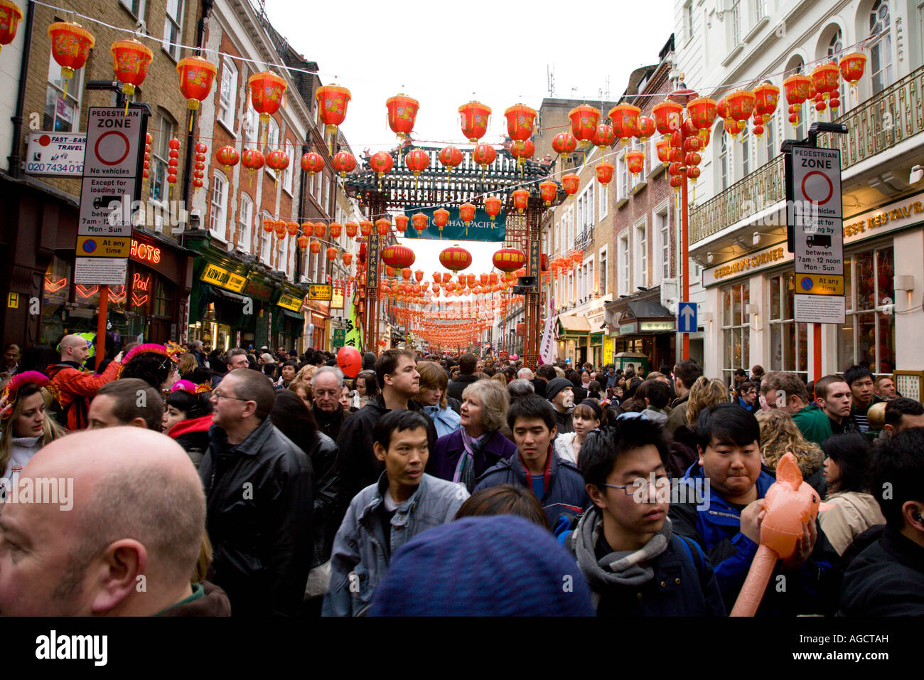 Crowd in Chinatown London during Chinese New Year Celebrations 2007 ...