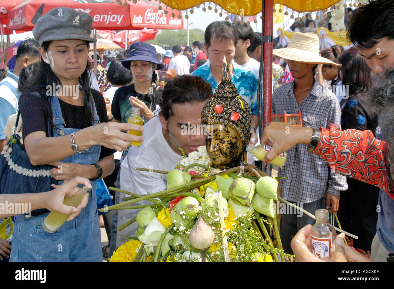 Offerings Songkran festival Bangkok Thailand Stock Photo - Alamy