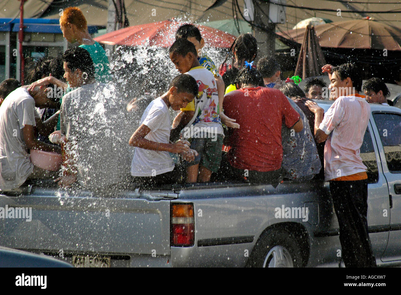 Water throwing Songkran festival Bangkok Thailand Stock Photo - Alamy