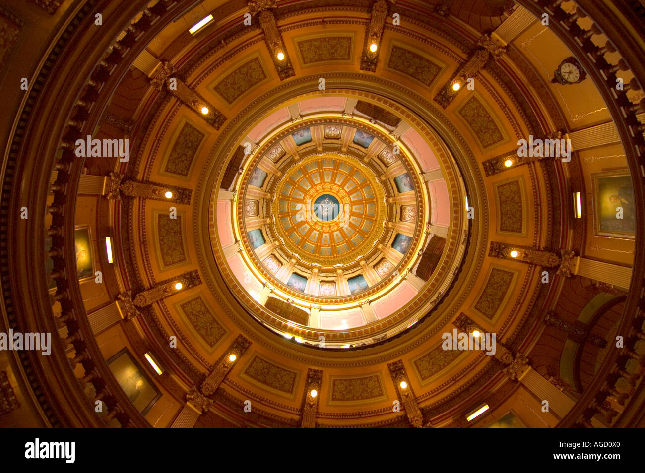 Interior of the Michigan Capitol dome from the main floor looking up to ...