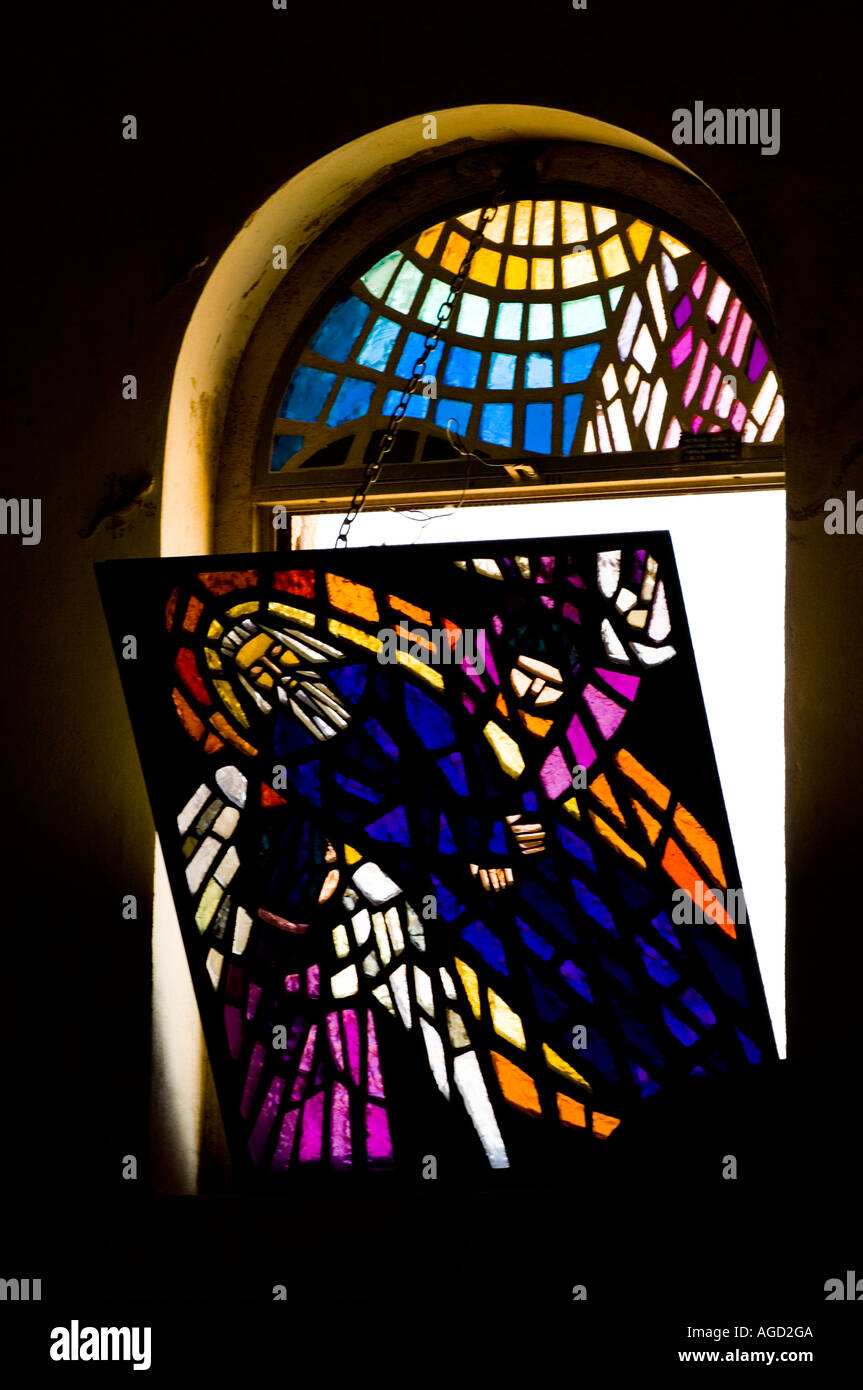 Detail of stained glass window from the church at Mount Nebo, Jordan ...