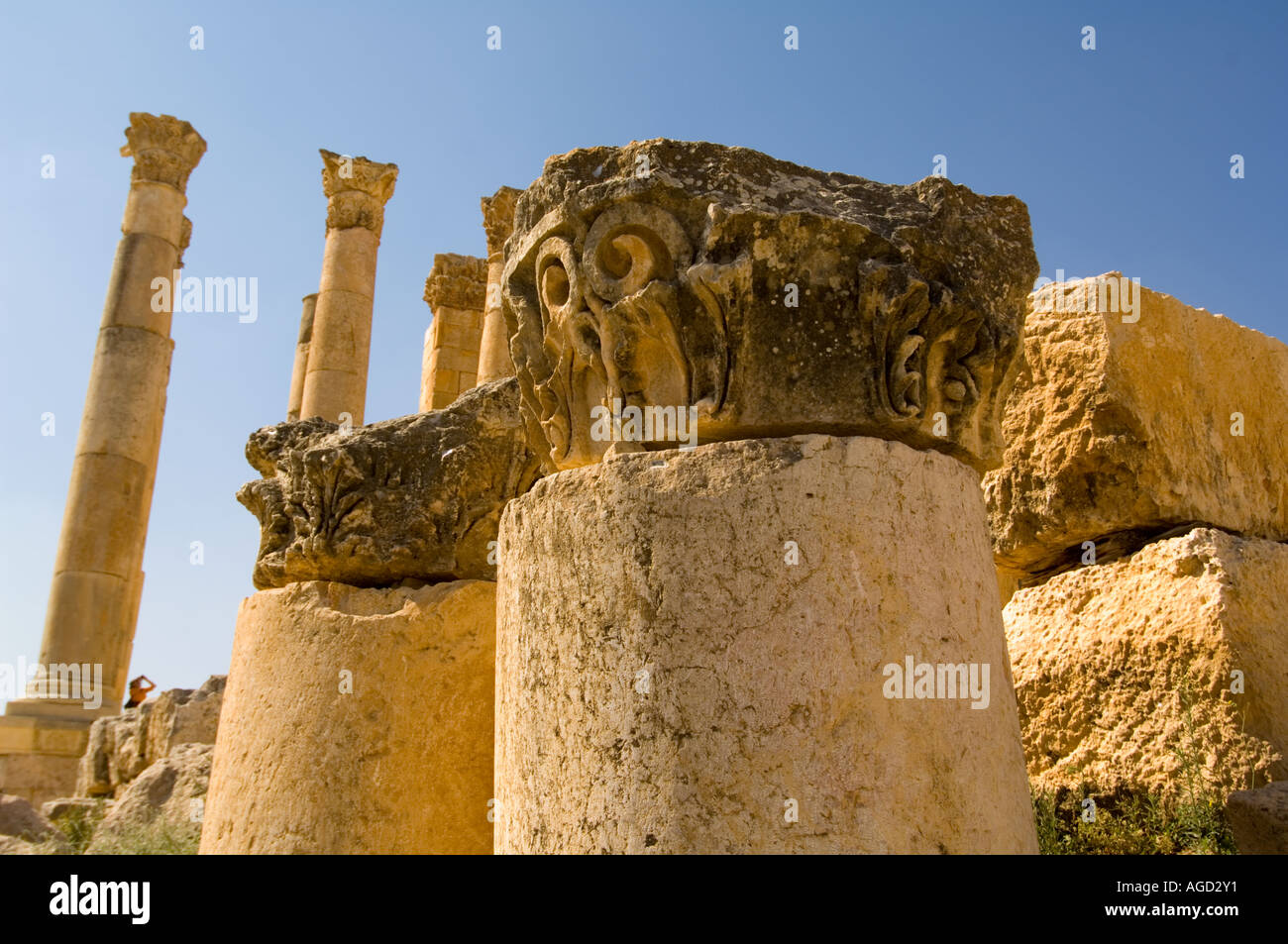 Detail of columns at Jerash, Jordan Stock Photo - Alamy