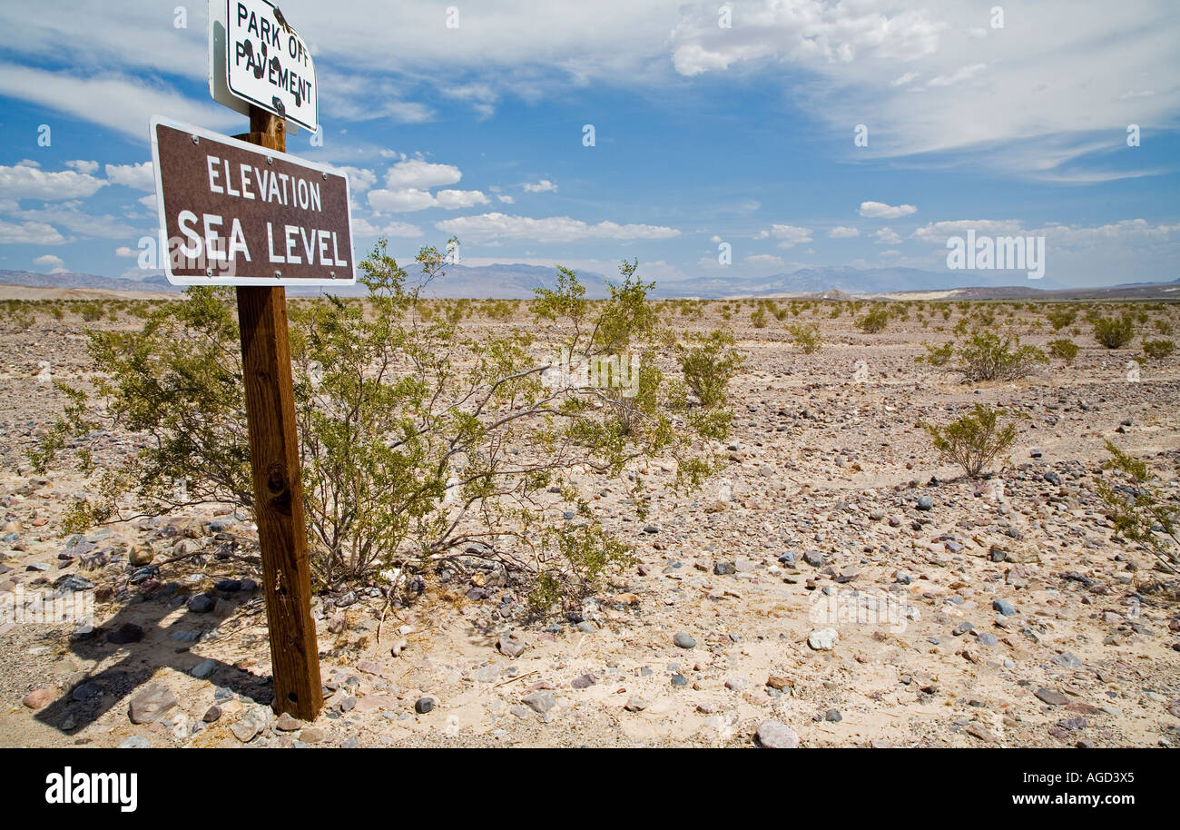 A sea level elevation sign death valley national park hi-res stock ...