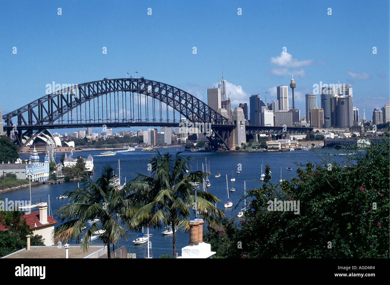 Detail of Sydney Harbour Bridge completed in 1932 after eight years ...