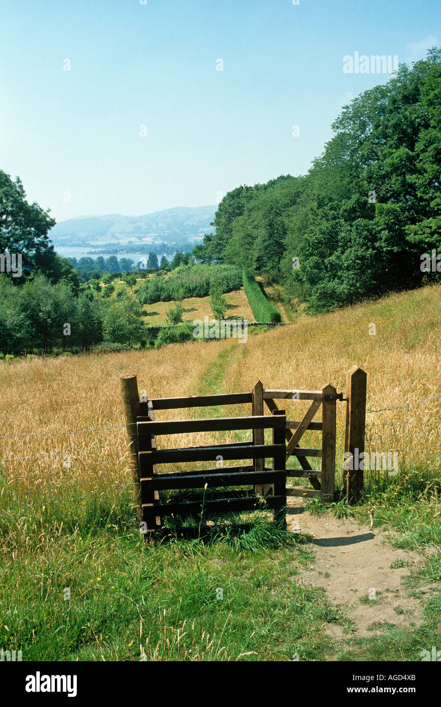 Gateway and path Atkinson ground leads downhill through trees to ...