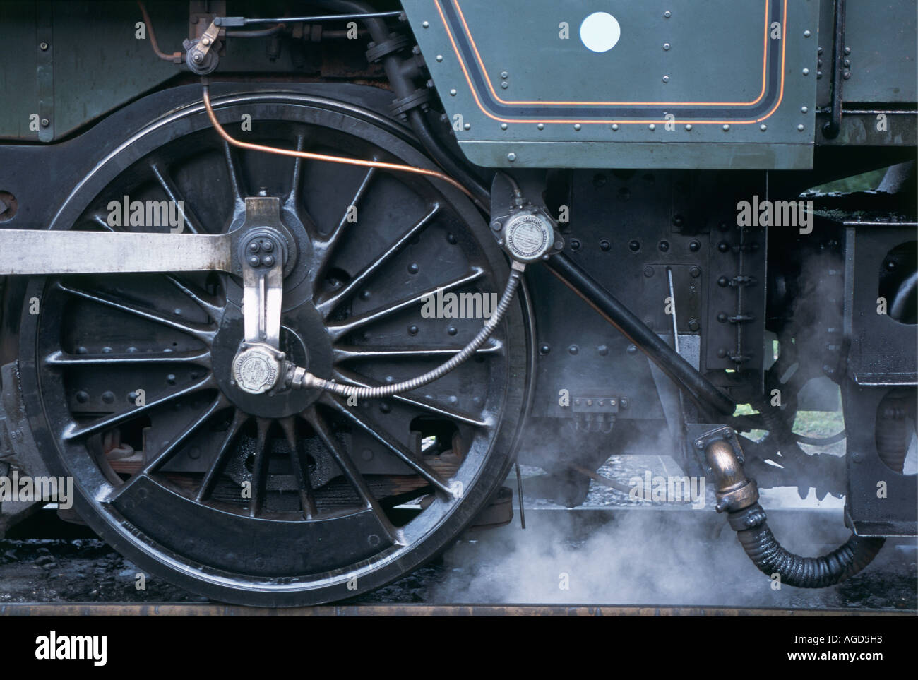 Detail of a wheel of train on the Bluebell Line Stock Photo - Alamy