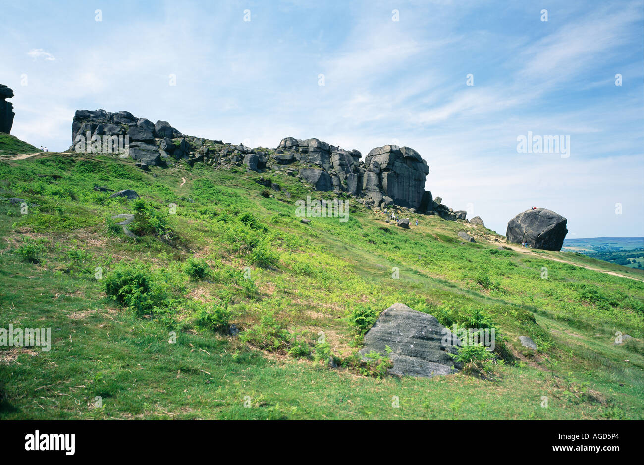 The Cow and Calf Rocks on the edge of Ilkley Moor Stock Photo - Alamy