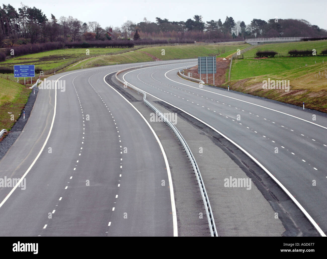 Empty motorway, no traffic. M6 toll road motorway, empty of traffic ...