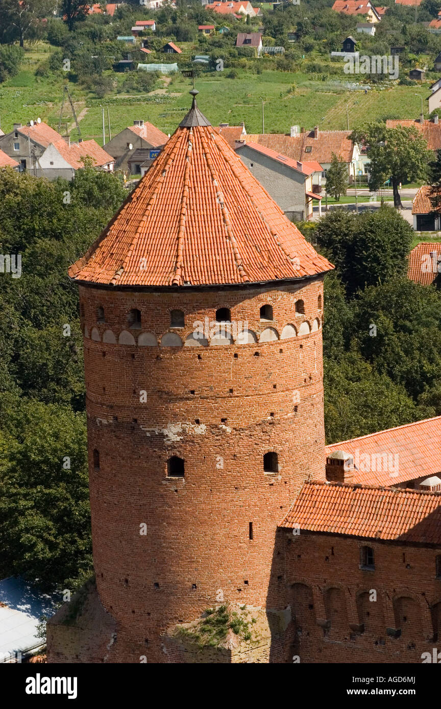 Red brick tower of Teutonic castle in Reszel Rossel Warmia, Poland ...