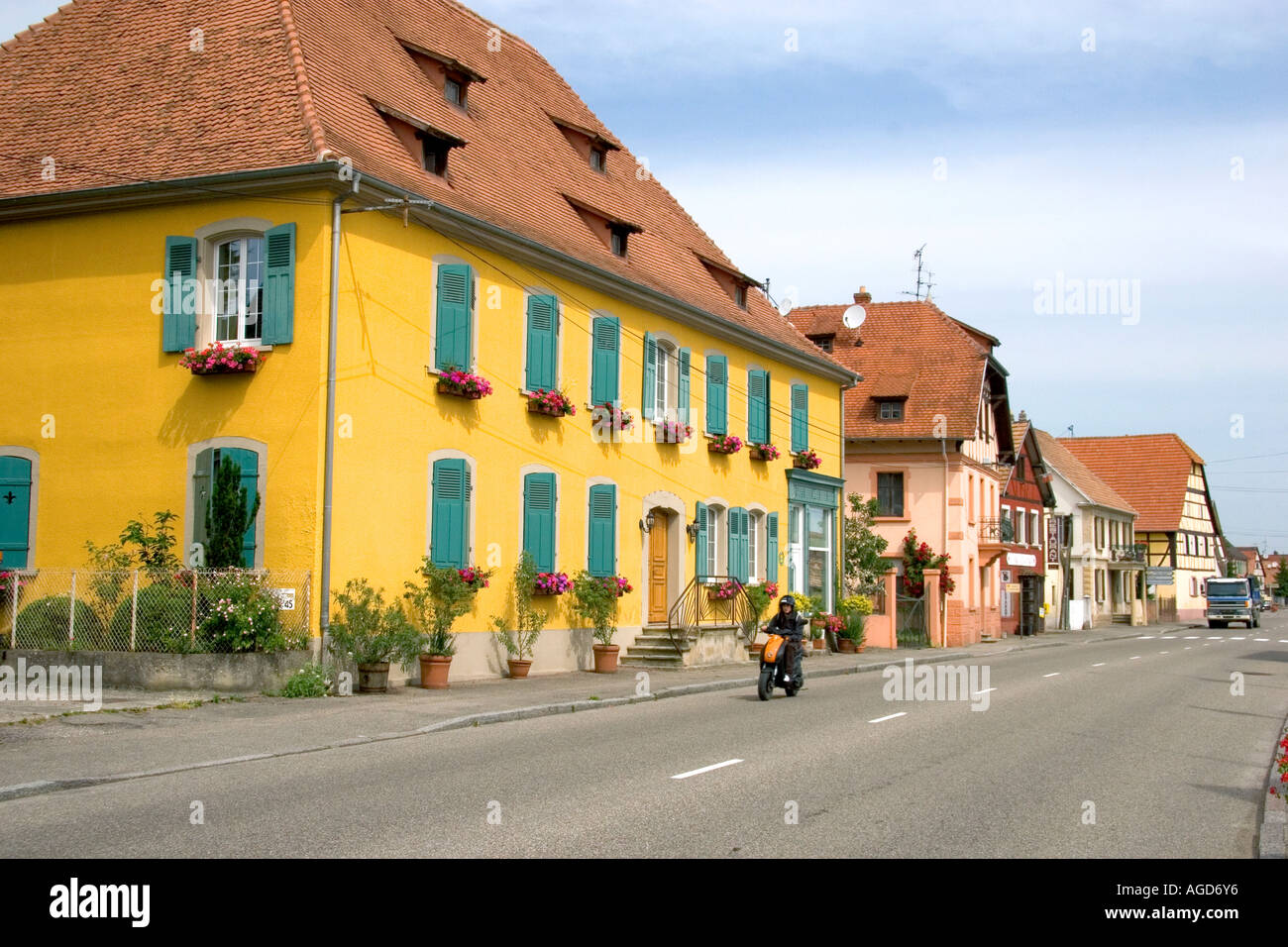 Housing and street scene in Kembs, France Stock Photo - Alamy