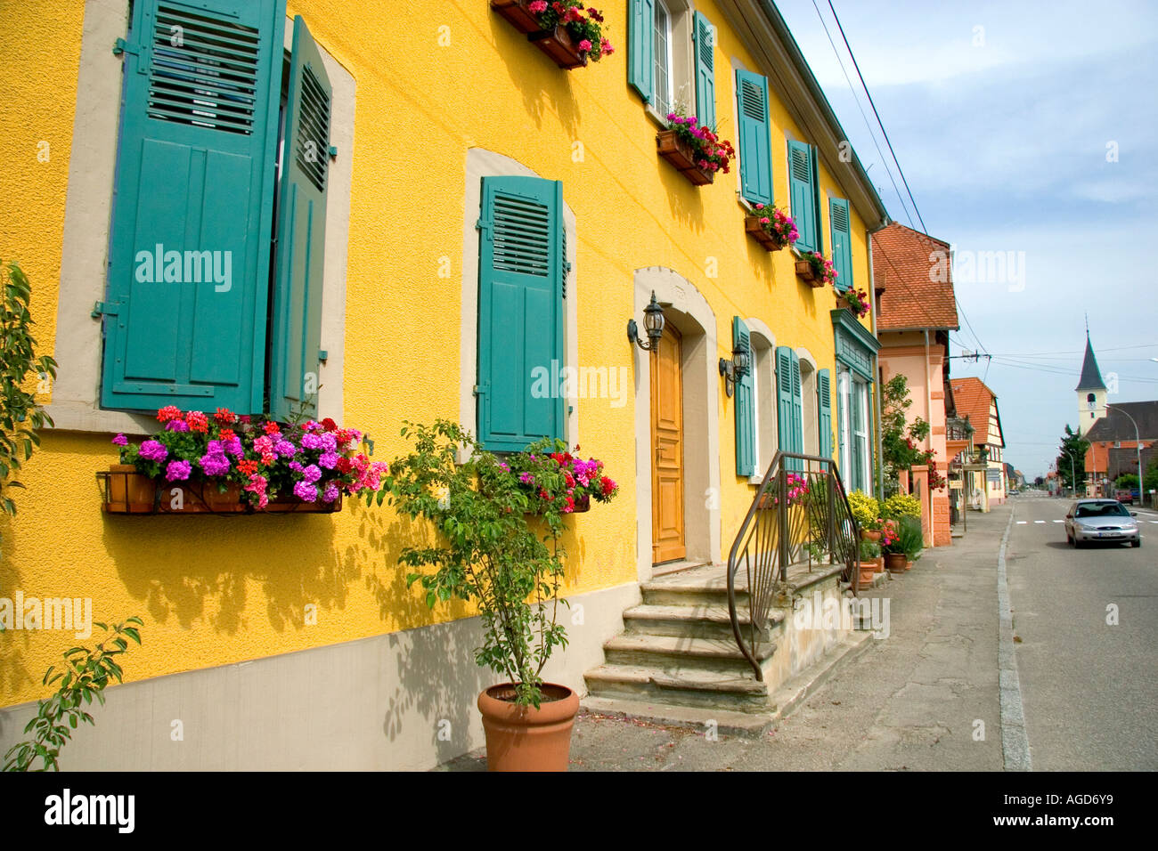 Housing and street scene in Kembs, France Stock Photo - Alamy