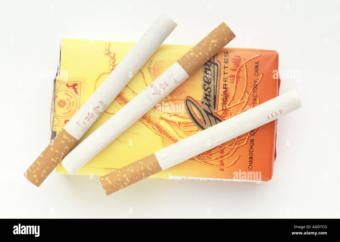 Ginseng Panax ginseng medicinal root plant, cigarettes Stock Photo - Alamy