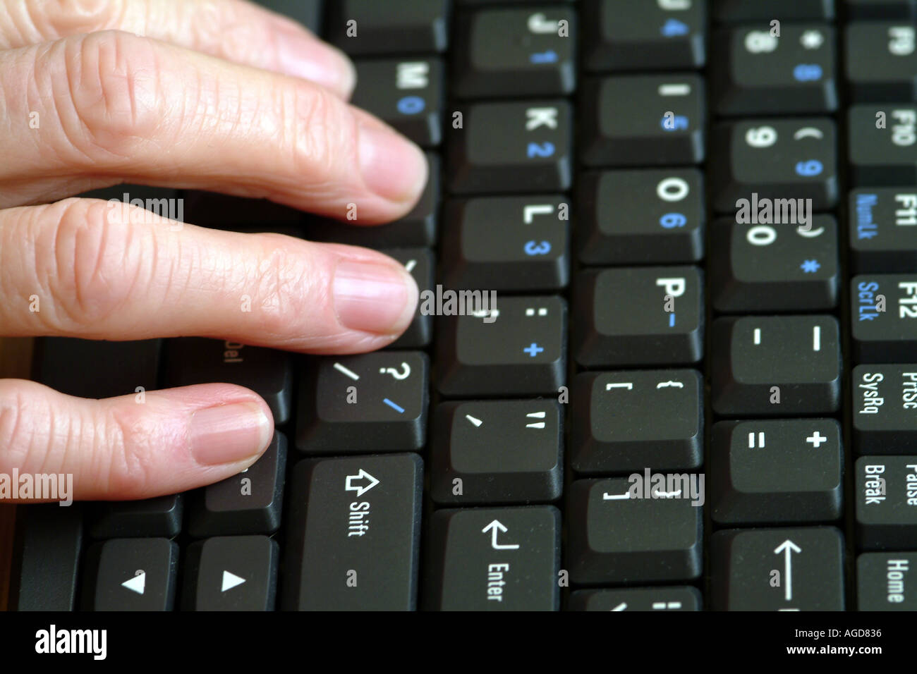 Computer Keyboard with Fingers on Keys Laptop Desktop Stock Photo - Alamy