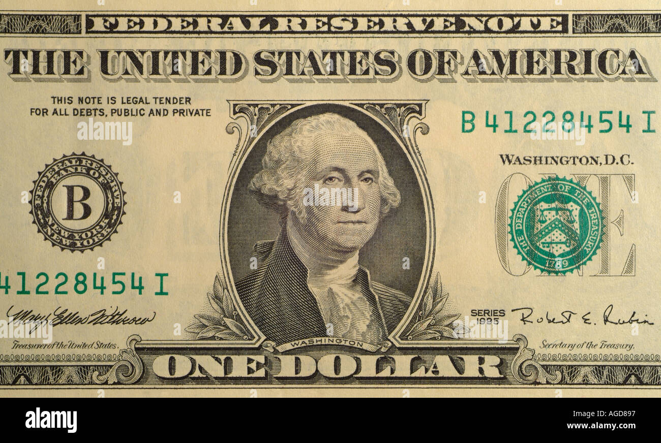 US One Dollar note, Close Up Stock Photo - Alamy