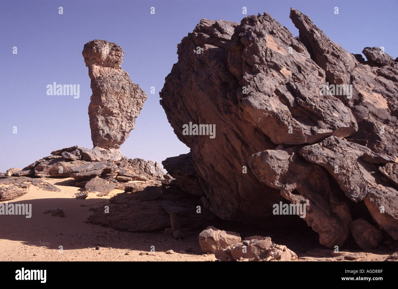 Libya Libyen scenic at the Akakus mountains Acakus Acacus rock monument ...