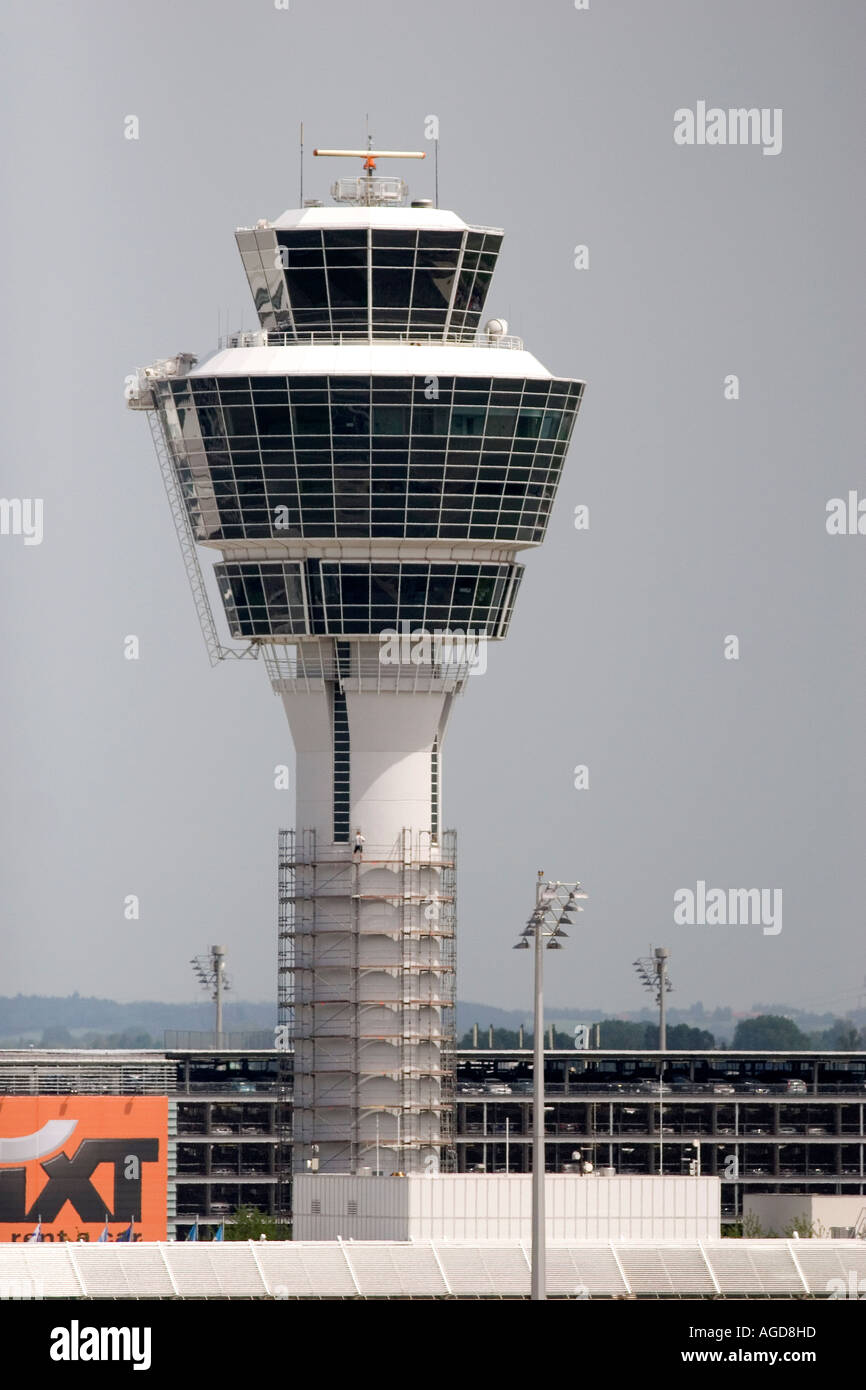 Air traffic control tower at the Munich airport, Germany Stock Photo ...
