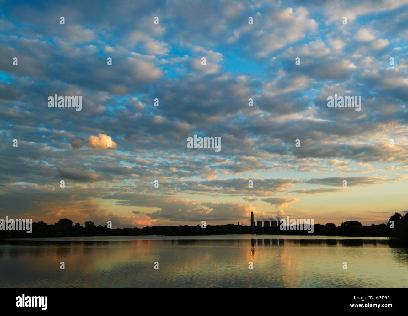 Sunset over Attenborough Nature Reserve reclaimed gravel pits near ...
