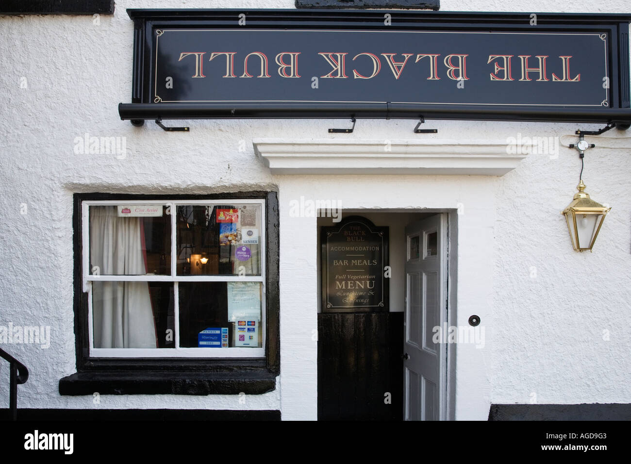Upside Down Pub Sign at The Black Bull Reeth Swaledale Yorkshire Dales ...