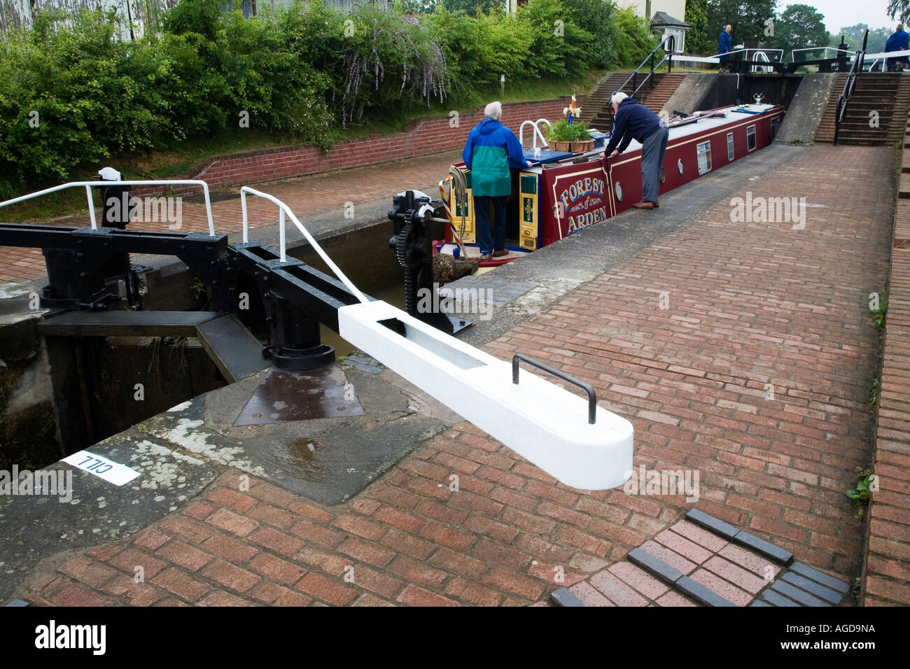 Working The Grindley Brook Staircase Locks On The Llangollen Canal Near Whitchurch Shropshire