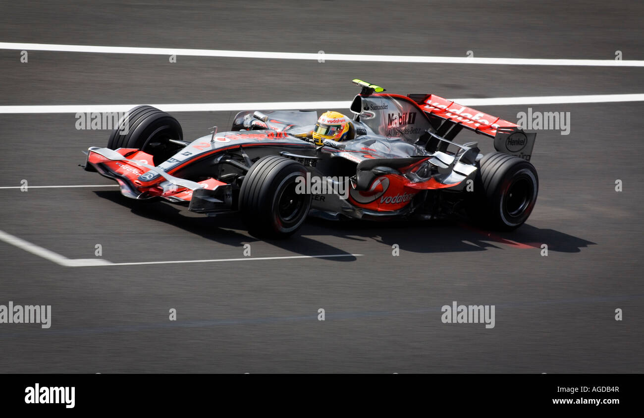 Lewis Hamilton driving at Belgian Formula One Grand Prix in Spa Stock ...